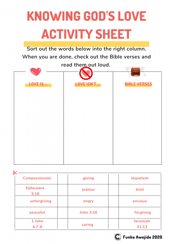 Knowing God’s Love Activity Sheet – Funke Awojide